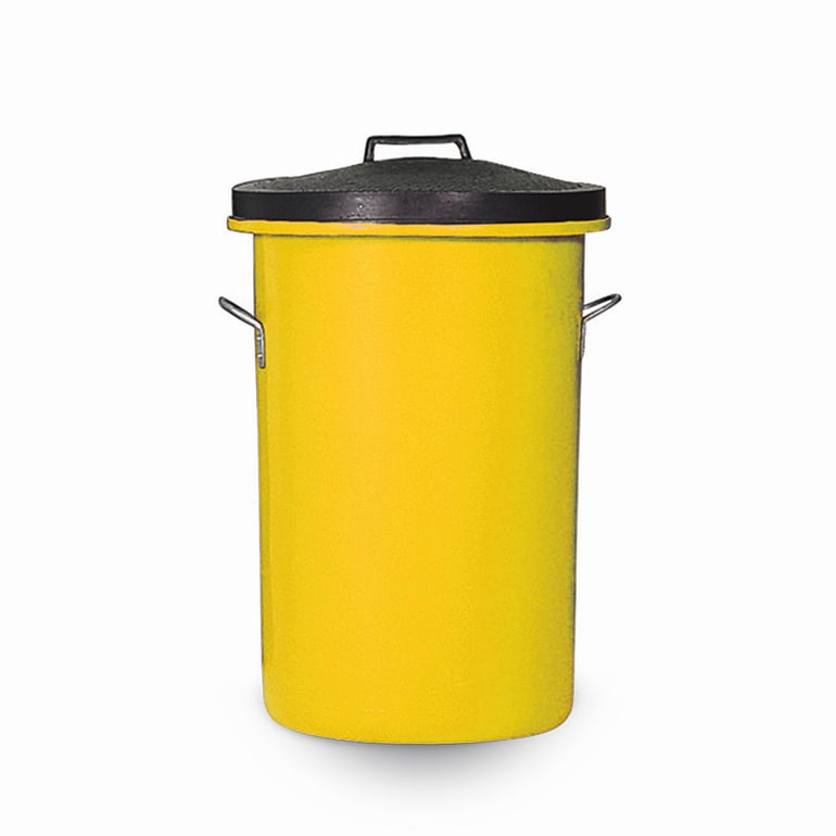 Heavy duty coloured dustbin, Ø 476x673 mm, 99 L, yellow | AJ Products UK