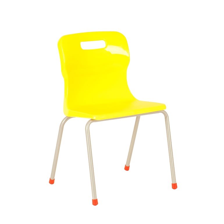 4 leg plastic school chair, H 380 mm, yellow | AJ Products IE