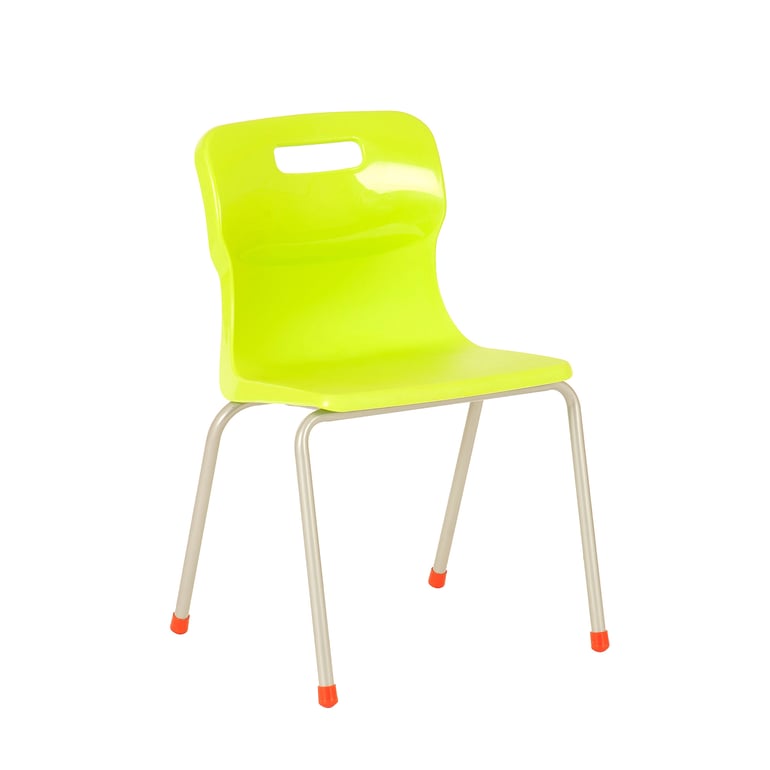 4 leg plastic school chair, H 380 mm, lime green | AJ Products UK