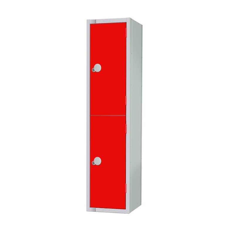 Primary school locker, 2 doors, 1370x300x450 mm, red | AJ Products IE