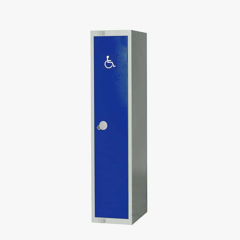 Disability locker, 1 door, 1370x300x300 mm, dark blue | AJ Products UK