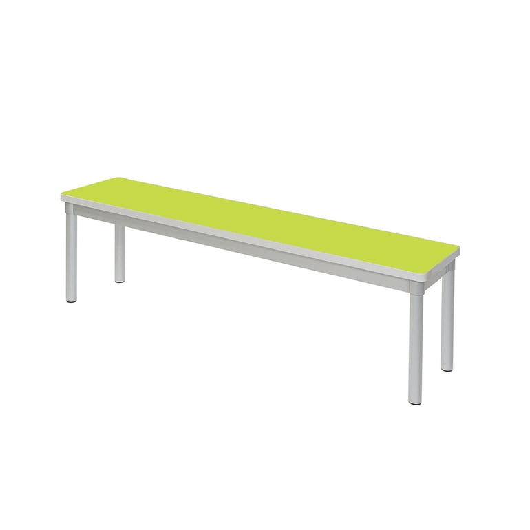 School dining bench ENVIRO, 1600x330x430 mm, lime, silver | AJ Products UK