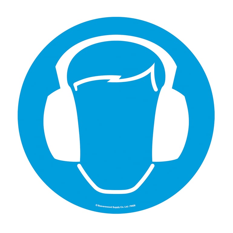 Graphic floor sign, Ear protection, symbol only | AJ Products UK