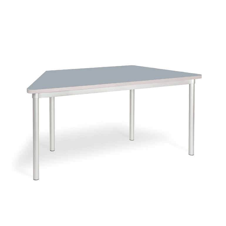 Trapezoidal classroom table ENVIRO, 1400x590x640 mm, dark grey, silver ...