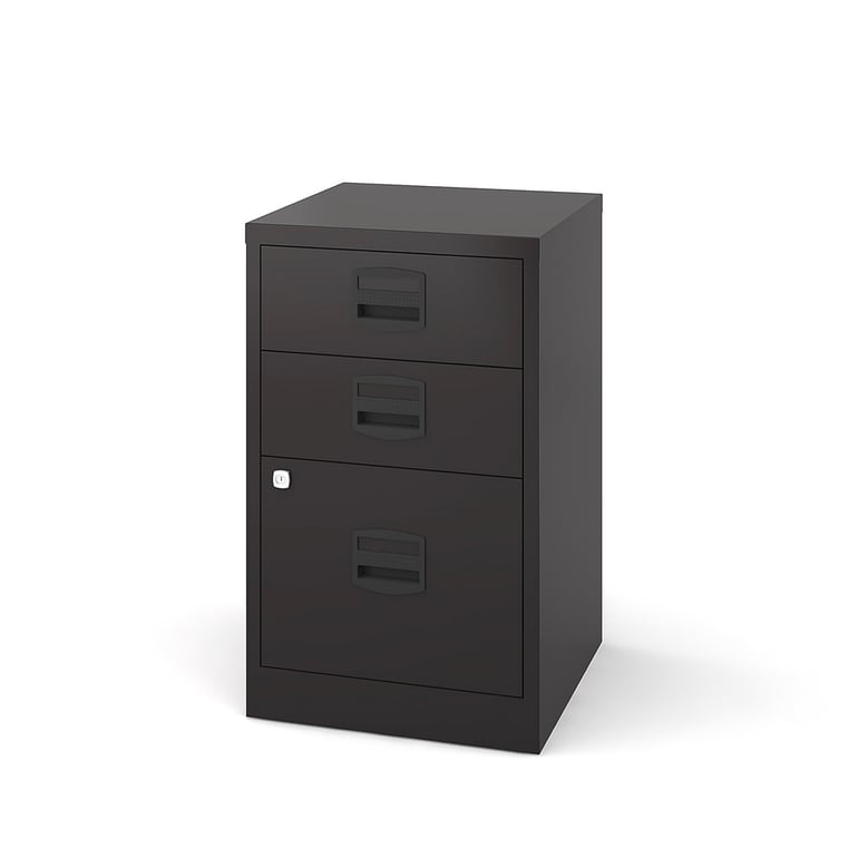 Bisley Soho A4 filing cabinet, 3 drawer, black | AJ Products UK