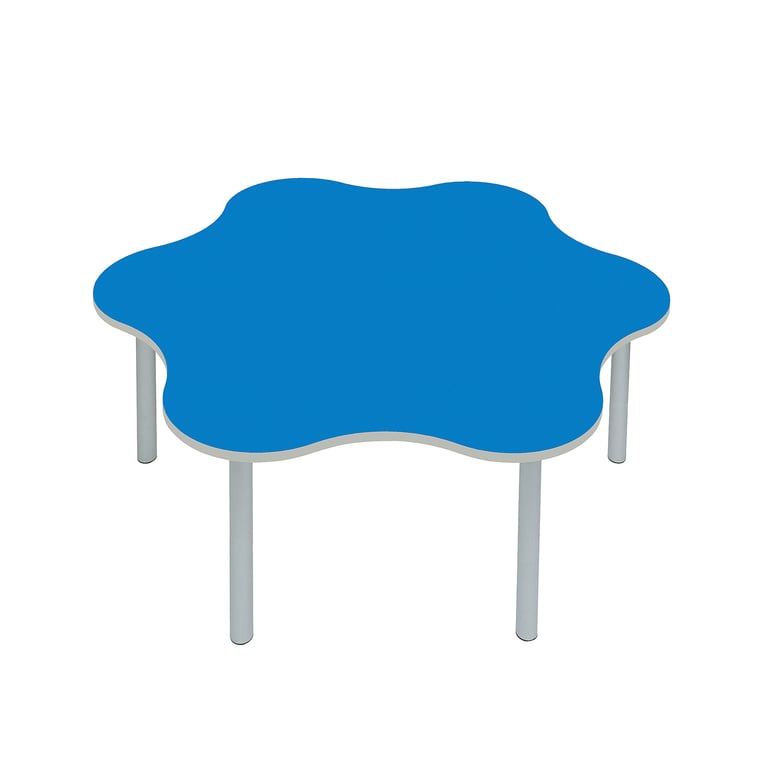 Early years daisy table ENVIRO, Ø 1200x530 mm, blue, silver | AJ ...