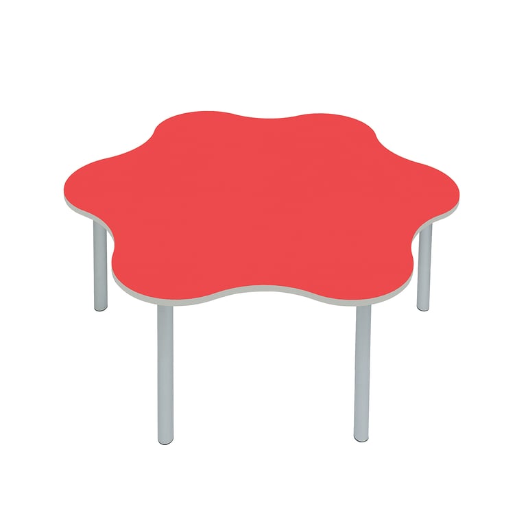 Early years daisy table ENVIRO, Ø 1200x590 mm, red, silver | AJ Products UK