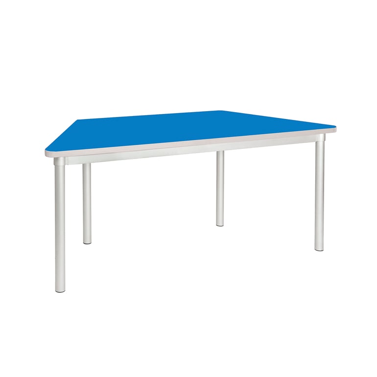 Early years trapezoidal table ENVIRO, 1400x590x460 mm, blue, silver ...