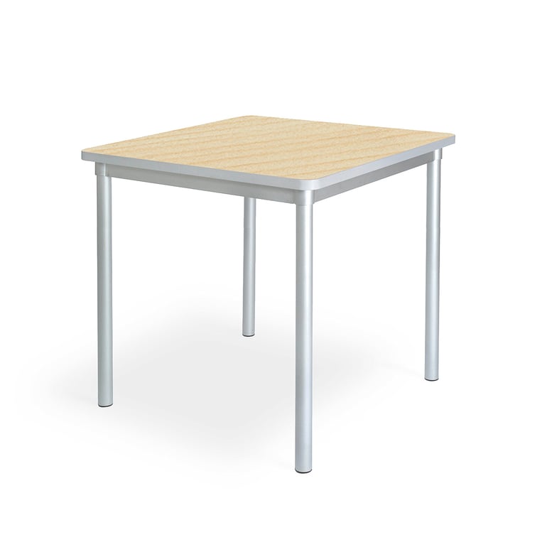 Square classroom table ENVIRO, 750x750x590 mm, maple, silver | AJ ...