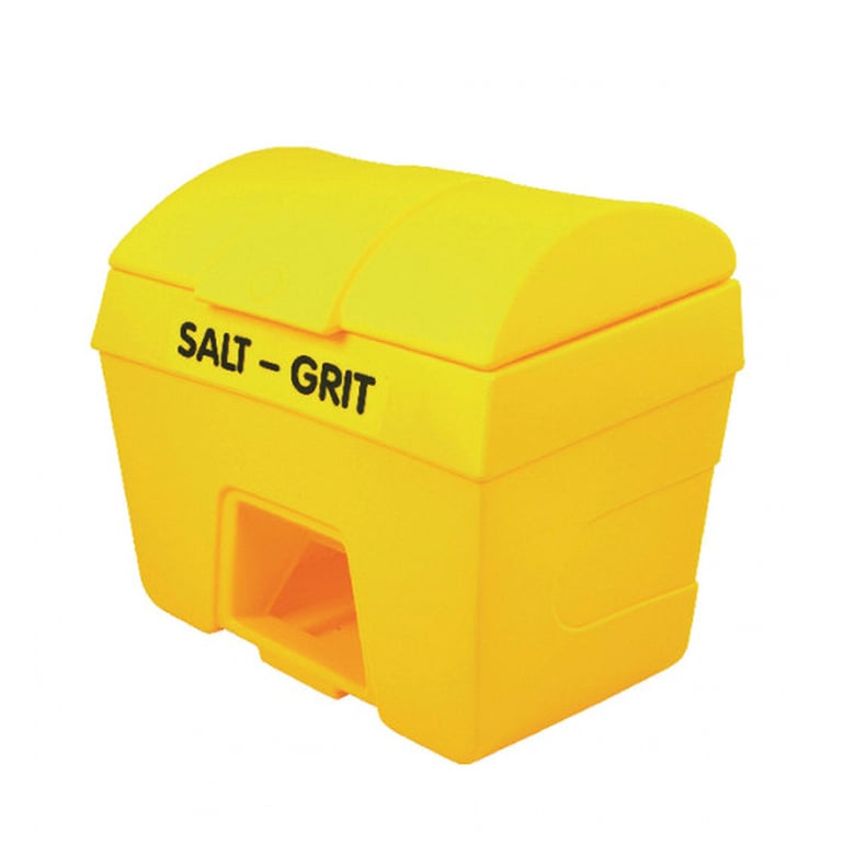 Salt bin with hopper feed, 900x1050x650 mm, 400 L, yellow | AJ Products IE