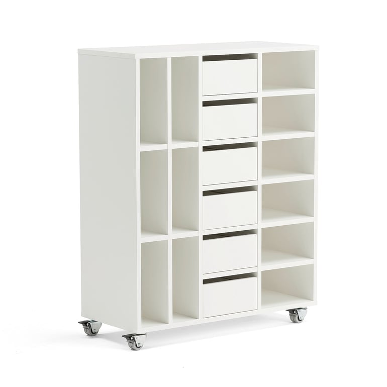 Student storage STURE, 6 compartments, white | AJ Products IE