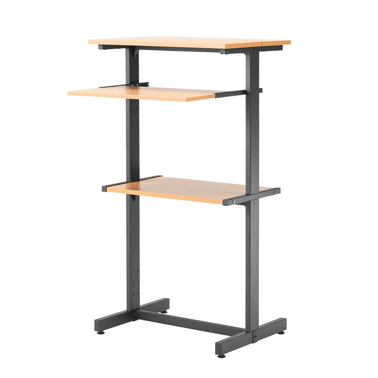 High computer workstation LOGIC, 1270x700x500 mm, beech, black | AJ ...