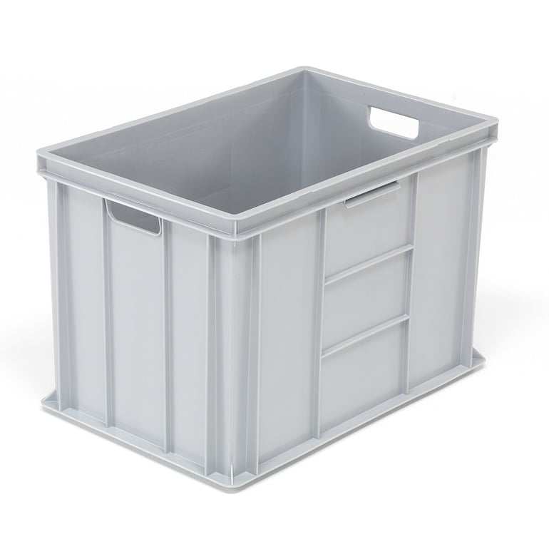 Plastmasas kaste Euro, ar rokturiem, 600x400x410mm, 80L | AJ Produkti