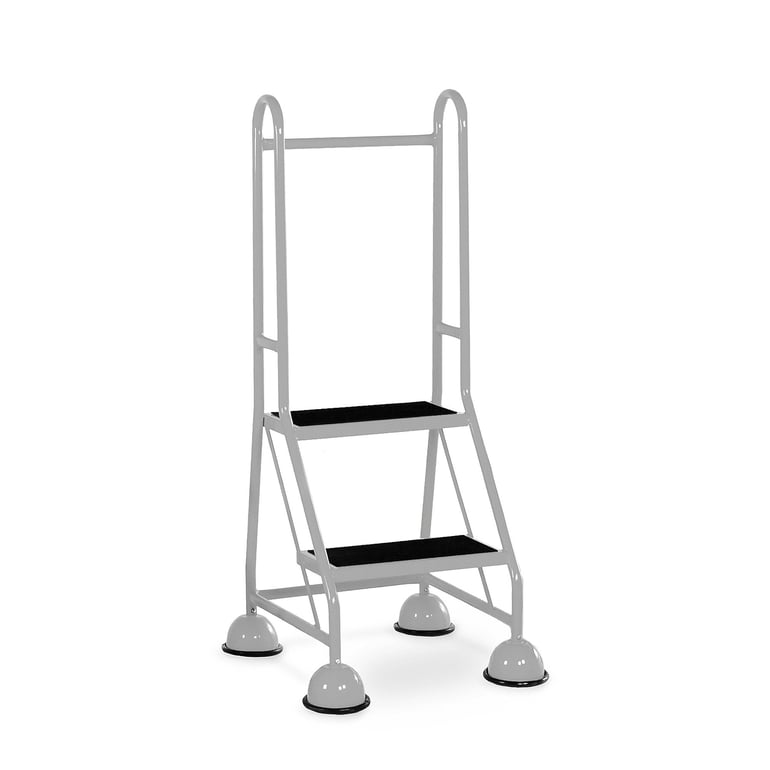 Mobile steps, anti-slip, double handrail, 2 treads, H 508 mm, grey | AJ ...