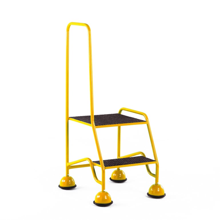 GRP mobile steps, 2 treads, single handrail, H 508 mm, yellow | AJ ...