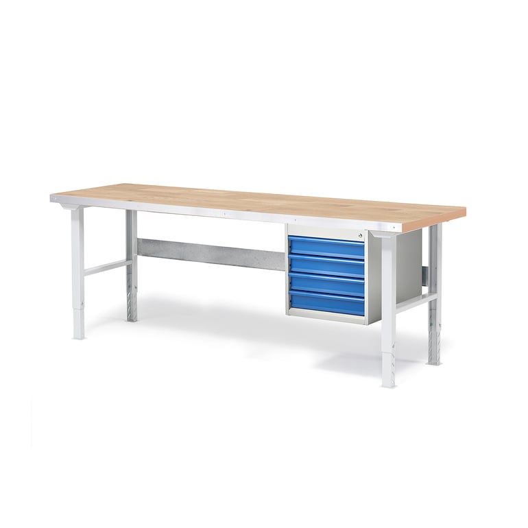 Paket: Arbetsbänk SOLID 500, 2000x800 mm, ekparkett, 4-lådig hurts | AJ ...