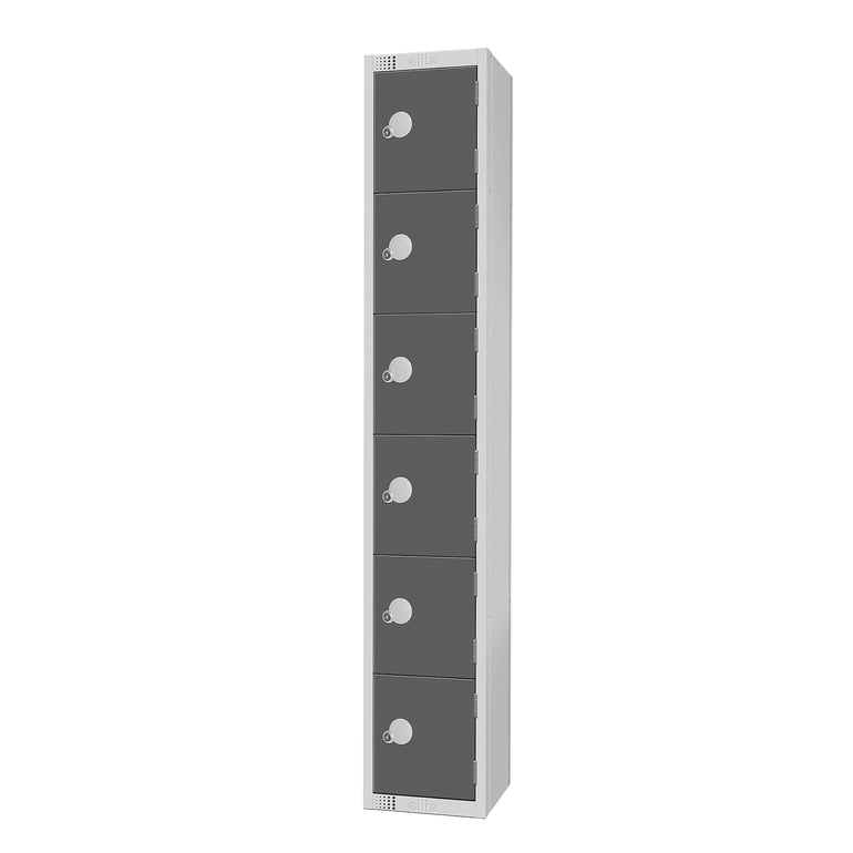 Elite locker, 6 door, 1800x300x300 mm, dark grey | AJ Products UK
