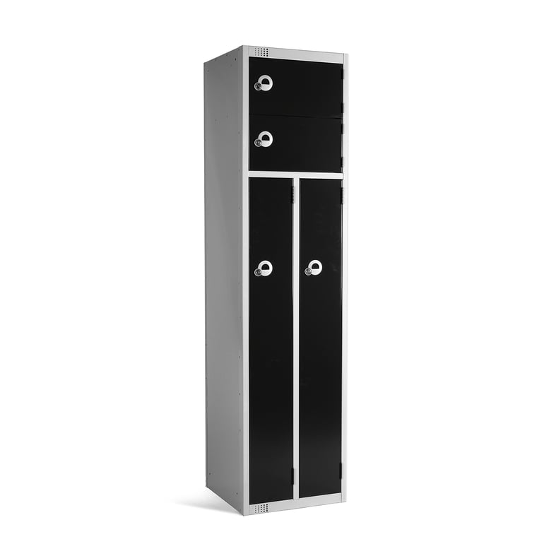 2 person locker, 1800x450x450 mm, black | AJ Products UK