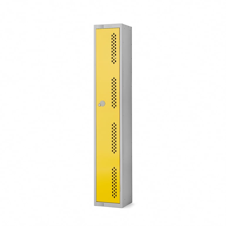 Perforated door locker, 1 door, 1800x300x300 mm, yellow | AJ Products IE