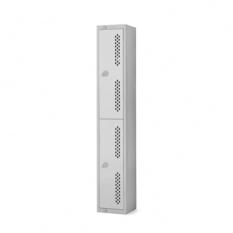 Perforated door locker, 2 door, 1800x300x450 mm, grey | AJ Products UK