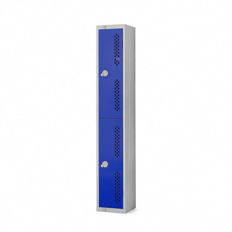 Elite perforated locker, 2 door, 1800x300x450 mm, dark blue | AJ ...