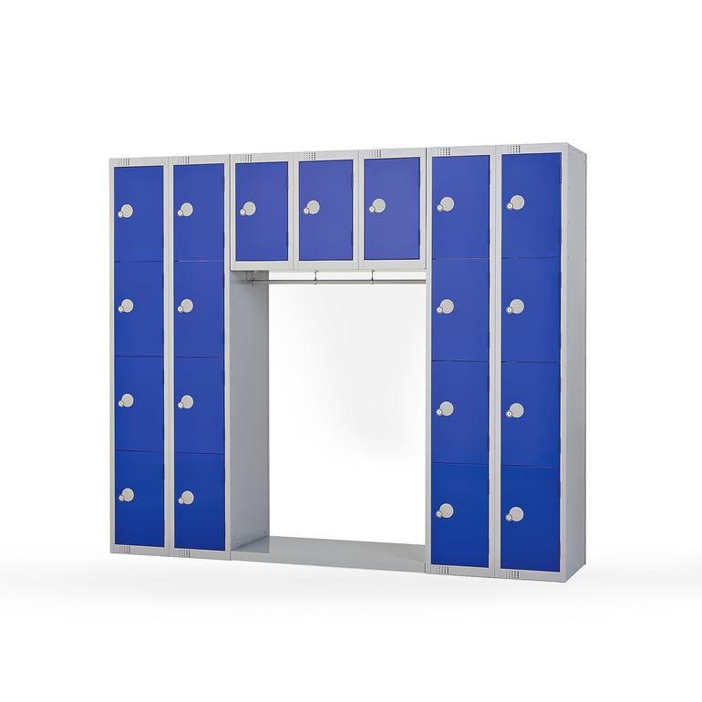 Archway locker, 19 doors, 1800x2100x450 mm, dark blue | AJ Products UK