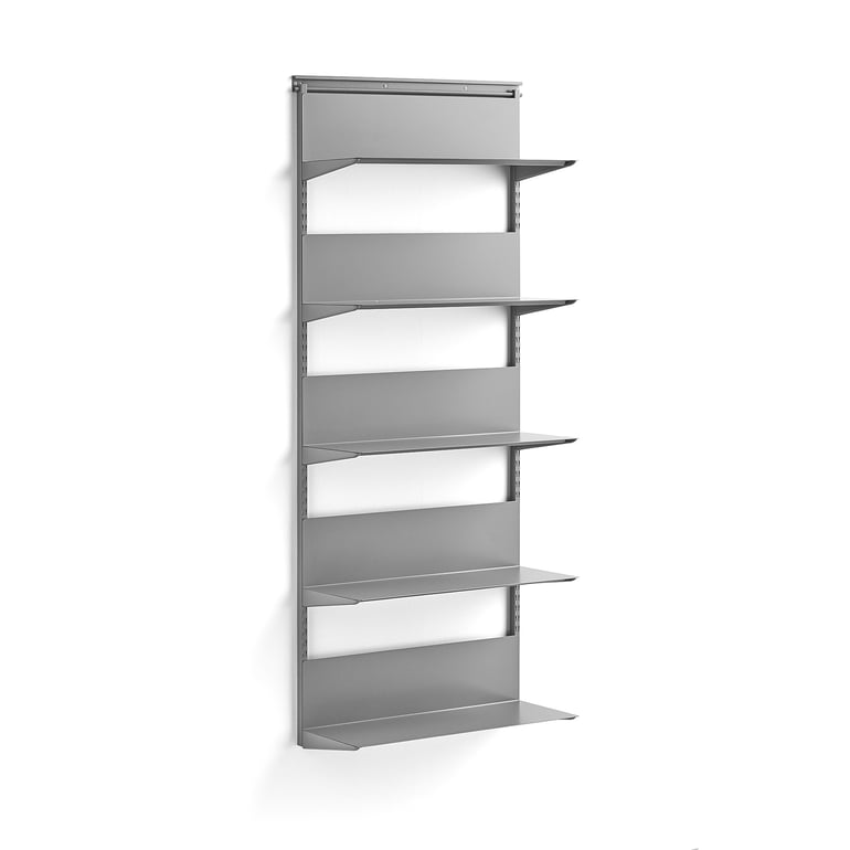 Hyllsystem SHAPE, vägg, grundsektion, silver, 1950x805x300 mm | AJ ...