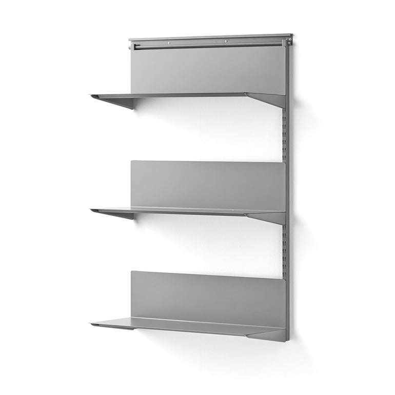 Hyllsystem SHAPE, vägg, påbyggnadssektion, silver, 1237x805x300 mm | AJ ...