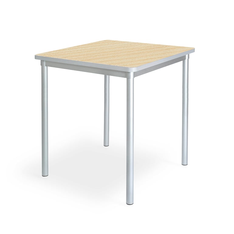 Square classroom table ENVIRO, 750x750x760 mm, maple, silver | AJ ...
