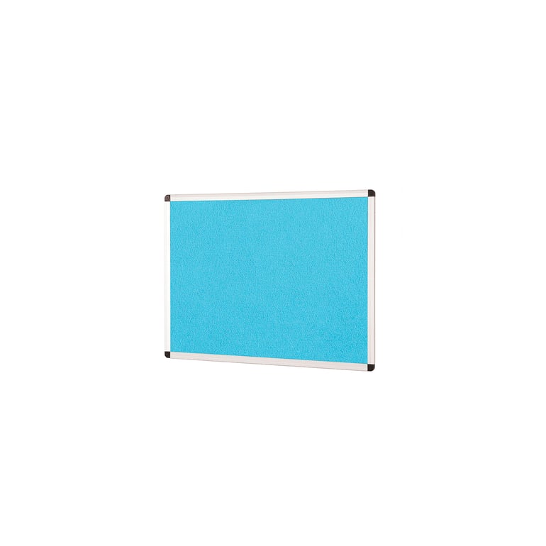 Colourful aluminium framed noticeboard, 900x600 mm, cyan | AJ Products IE