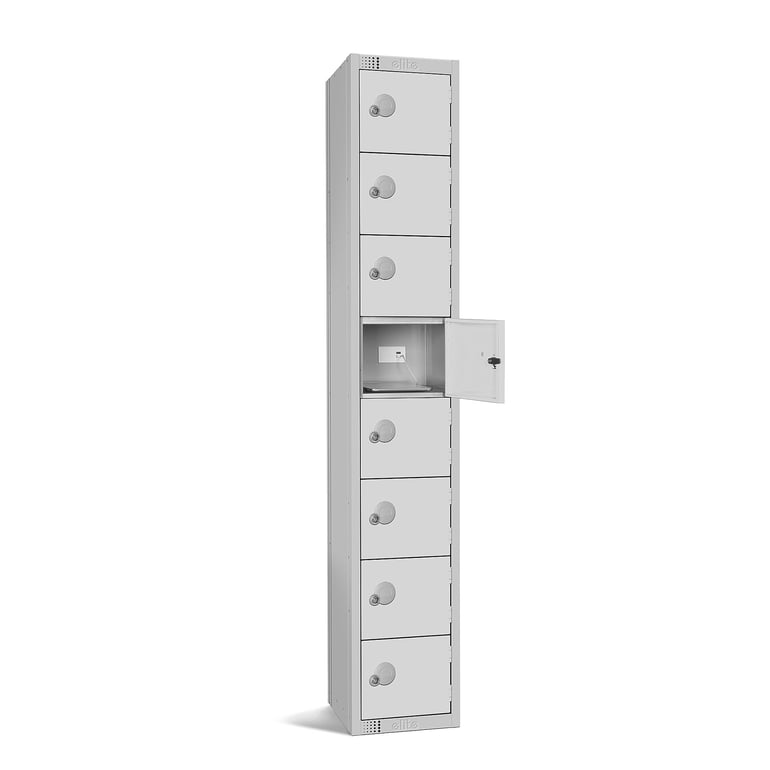 Charging locker, starter unit, 1800x300x330 mm, 8 door, grey | AJ ...