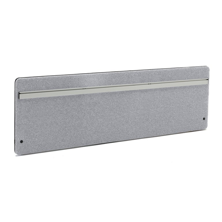 Reinforced desk screen ZIP CALM, 2000x650 mm, light grey with black ...