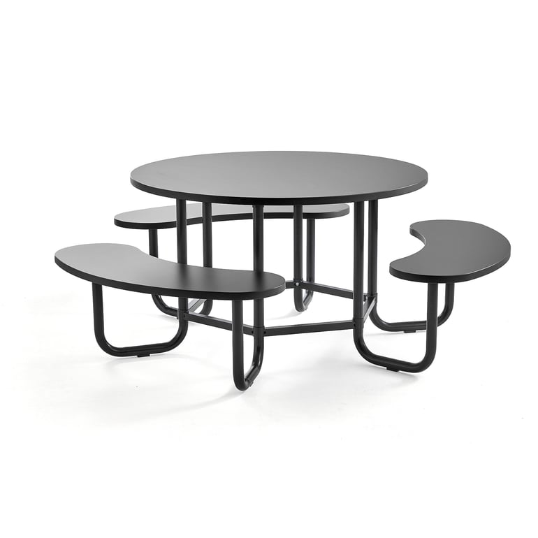 Seating group OCTO, black benches, black frame | AJ Products UK