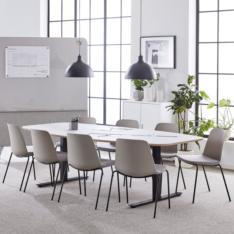 Conference table AUDREY, 2400 x 1200 mm, black frame, light grey top ...