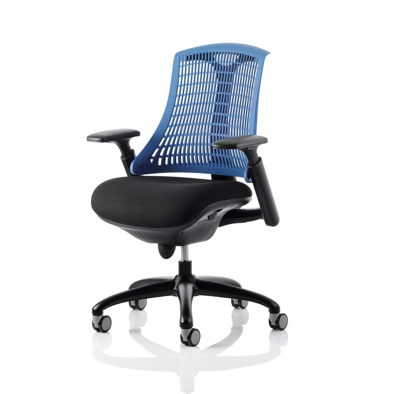 Office chair LEWES, black with blue back | AJ Products UK