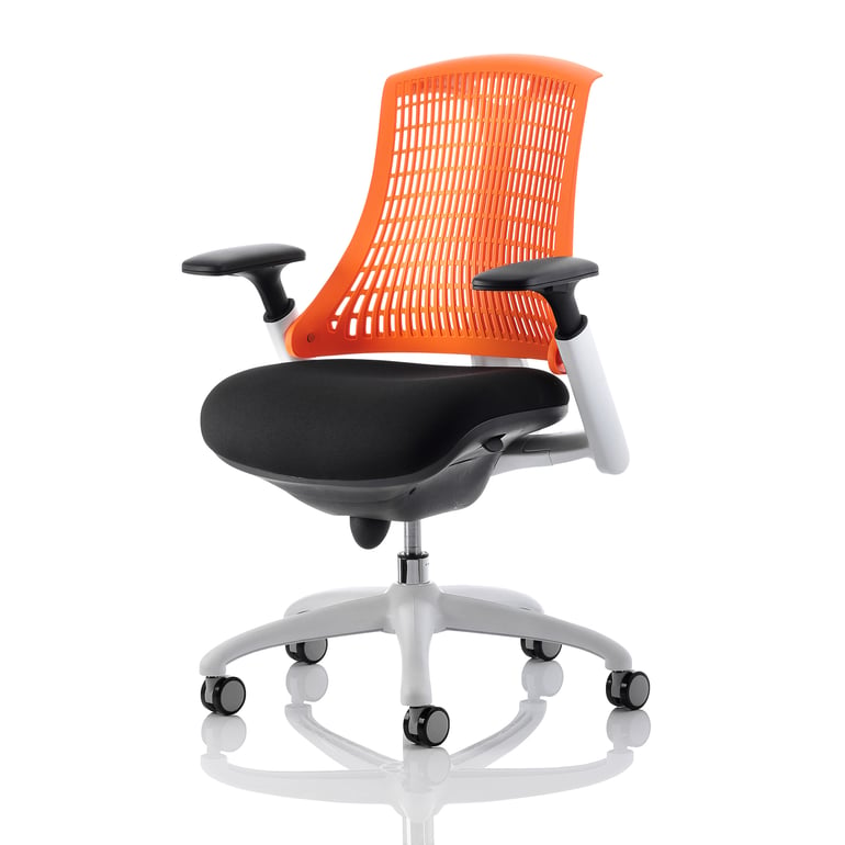 Office chair LEWES, white with black seat + orange back | AJ Products UK