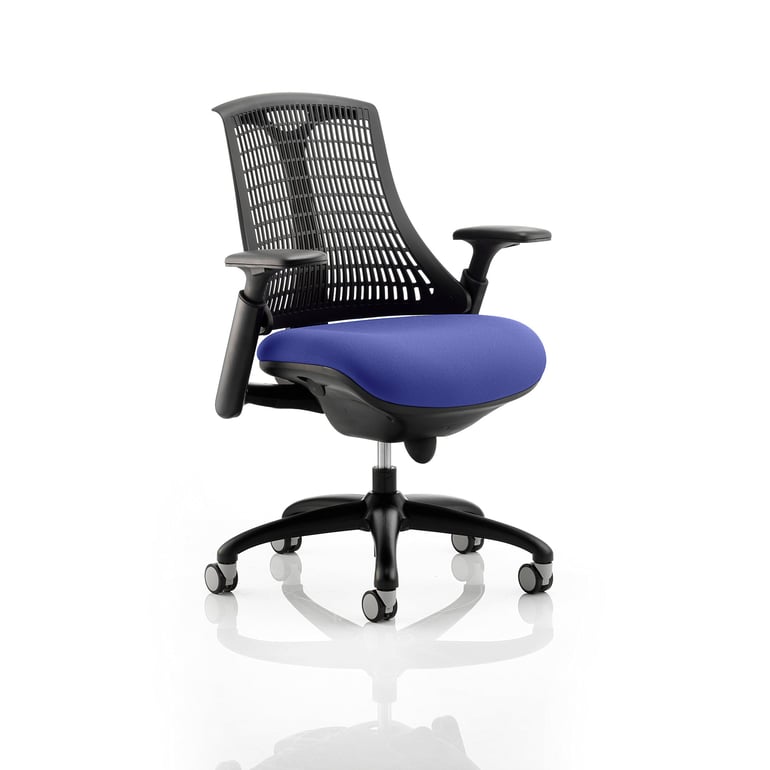 Office chair LEWES, black with blue seat | AJ Products UK