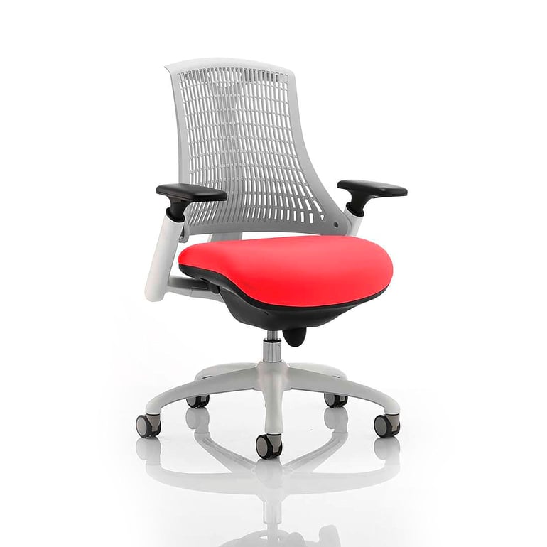 Office chair LEWES, white with red seat | AJ Products UK