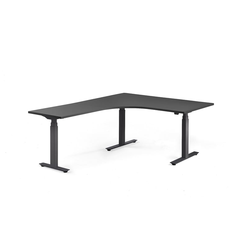 Standing desk MODULUS, L-shaped, 1600x2000 mm, black frame, black | AJ ... Standing desk MODULUS, L-shaped, 1600x2000 mm, black frame, black | AJ ...