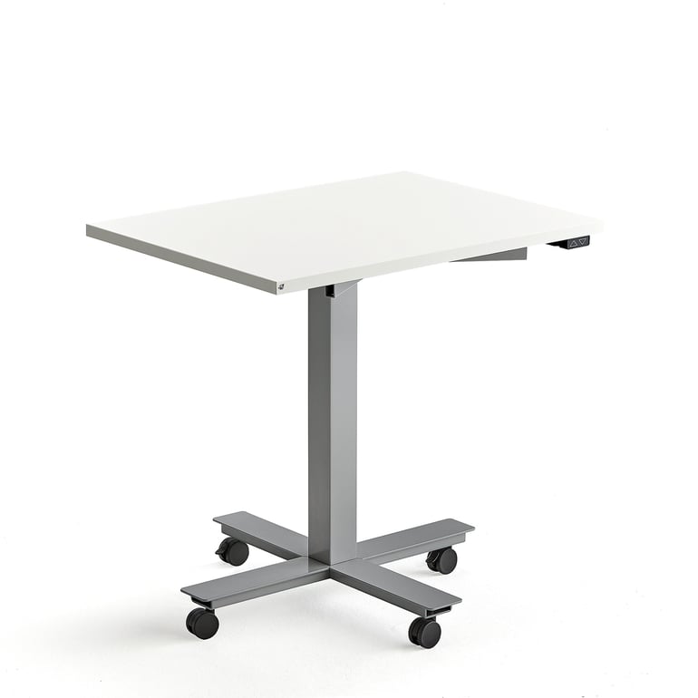 Mobilus stalas MODULUS, 800x600mm, pilka koja, baltas | AJ Produktai