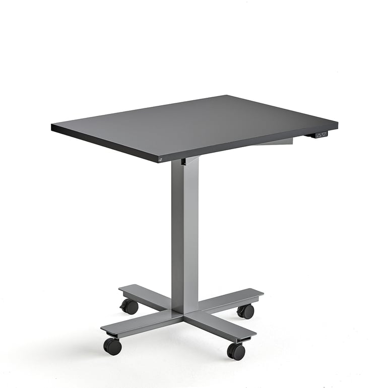 Výškově nastavitelný stůl MODULUS, s kolečky, 800x600 mm, stříbrný rám ...