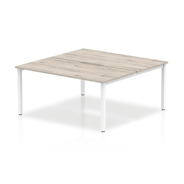 Bench desk EVOLVE, 2 person back-to-back, 1200x1600 mm, grey oak-white ...