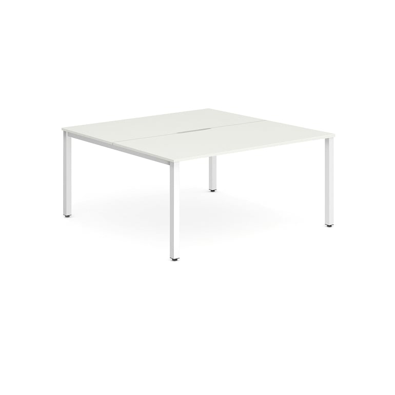 Bench desk EVOLVE, 2 person back-to-back, 1400x1600 mm, white | AJ ...
