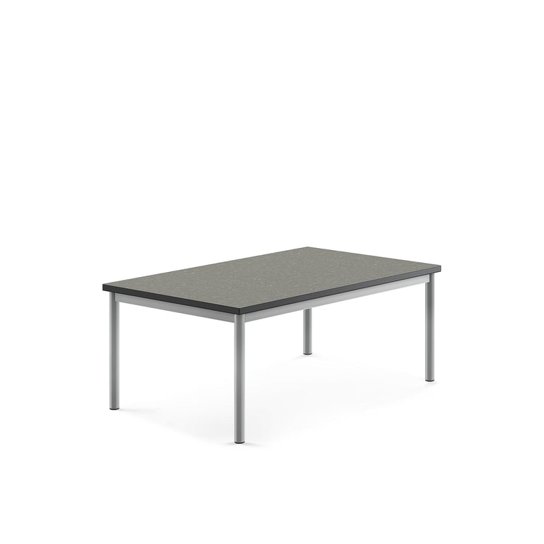 Desk SONITUS, 1200x800x500 mm, dark grey linoleum, alu grey | AJ ...