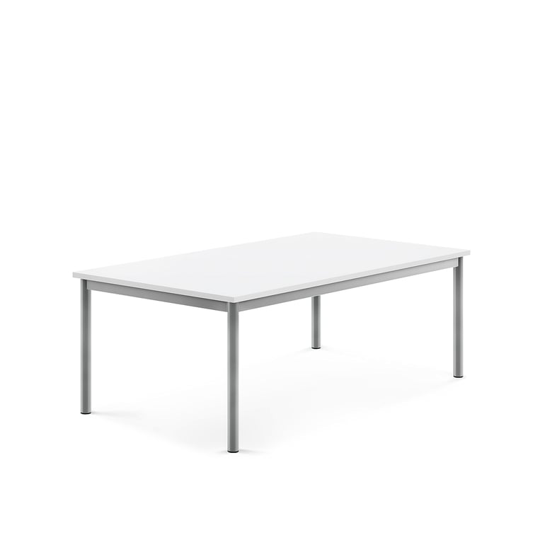 Desk BORÅS, 1400x800x500 mm, white laminate, alu grey | AJ Products IE