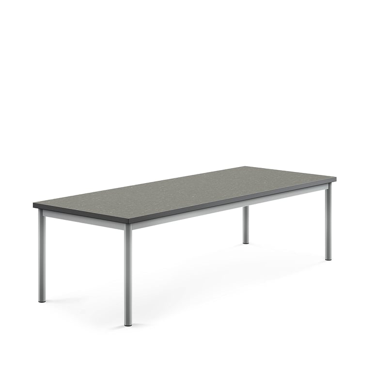 Desk SONITUS, 1800x700x500 mm, dark grey linoleum, alu grey | AJ ...