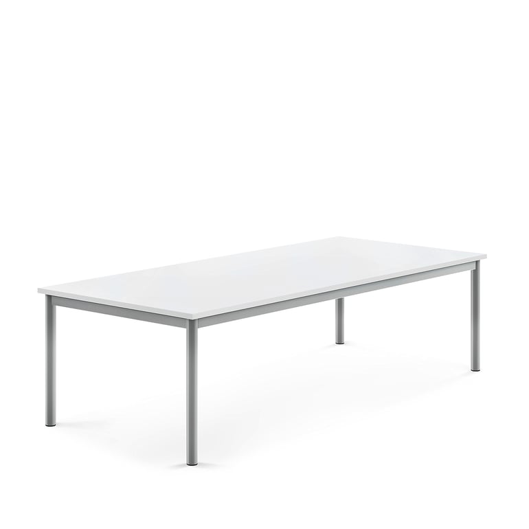 Desk BORÅS, 1800x800x500 mm, white laminate, alu grey | AJ Products IE