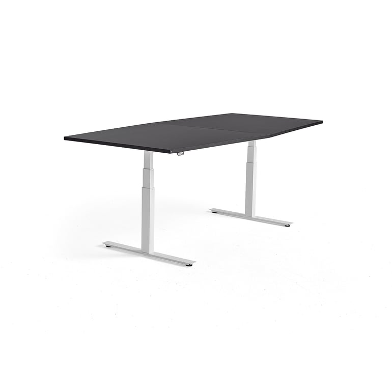 Standing conference table MODULUS, 2400x1200 mm, white frame, black ...