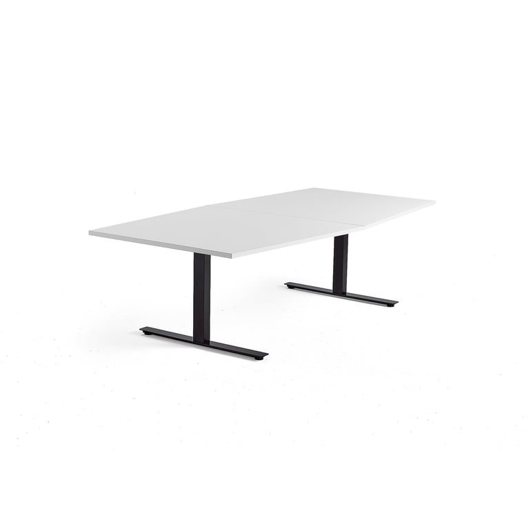 Conference table MODULUS, 2400x1200 mm, T-frame, black frame, white ...