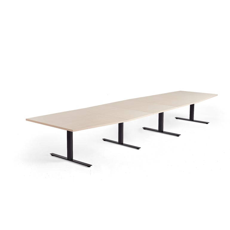 Konferencijski sto MODULUS, 4800x1200 mm, T-ram, crni ram, breza | AJ ...